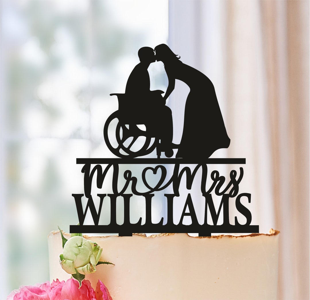 Wheelchair Wedding Cake Topper, Groom in Wheelchair Wedding Cake Topper ...