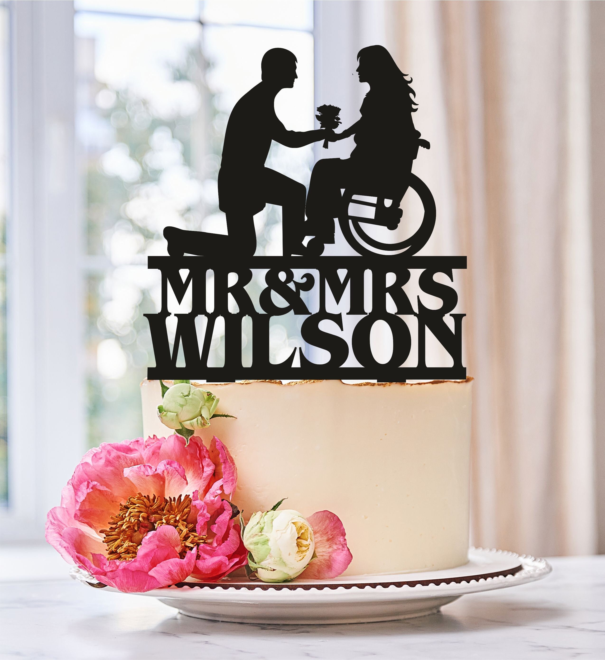 Wheelchair Wedding Cake Topperbride in Wheelchair Wedding - Etsy