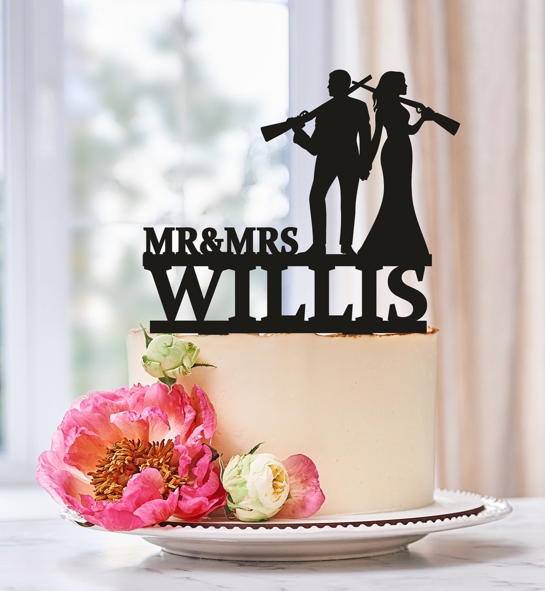 The Hunt is Over Wedding Cake Topper, Hunting Cake Topper, Bridal ...
