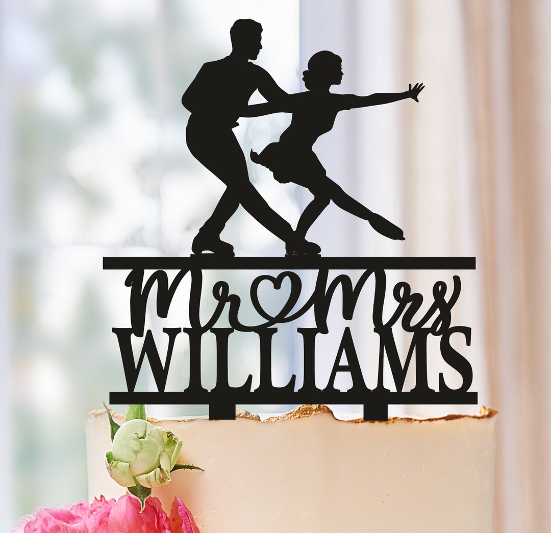 Ice Skating Wedding Cake Topper, Couple Ice Skater Cake Topper, Mr ...