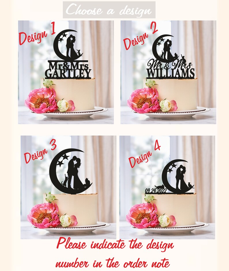 Moon Cake Topper, Moon and Stars Cake Topper, Bride and Groom on Moon ...