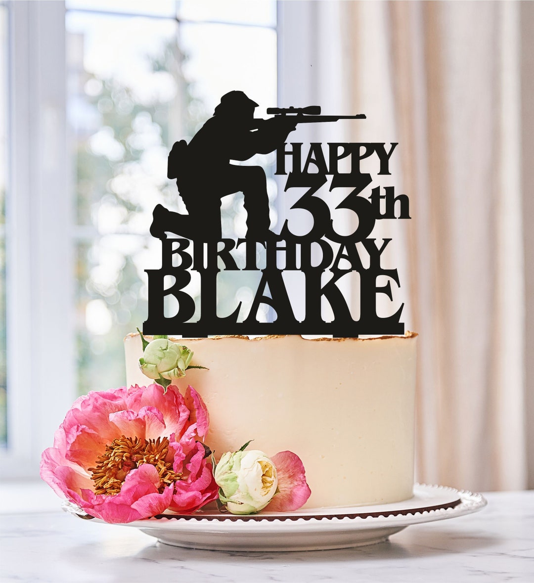 Gun Cake Topper,hunting Cake Topper,hunter Birthday Cake Decoration ...