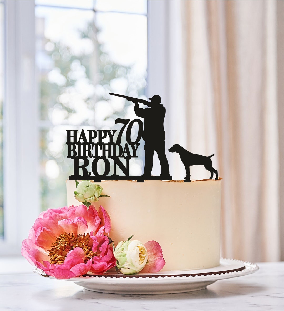 Hunting Cake Topper, Hunter With Dog Cake Topper, Cake Topper With Dog ...