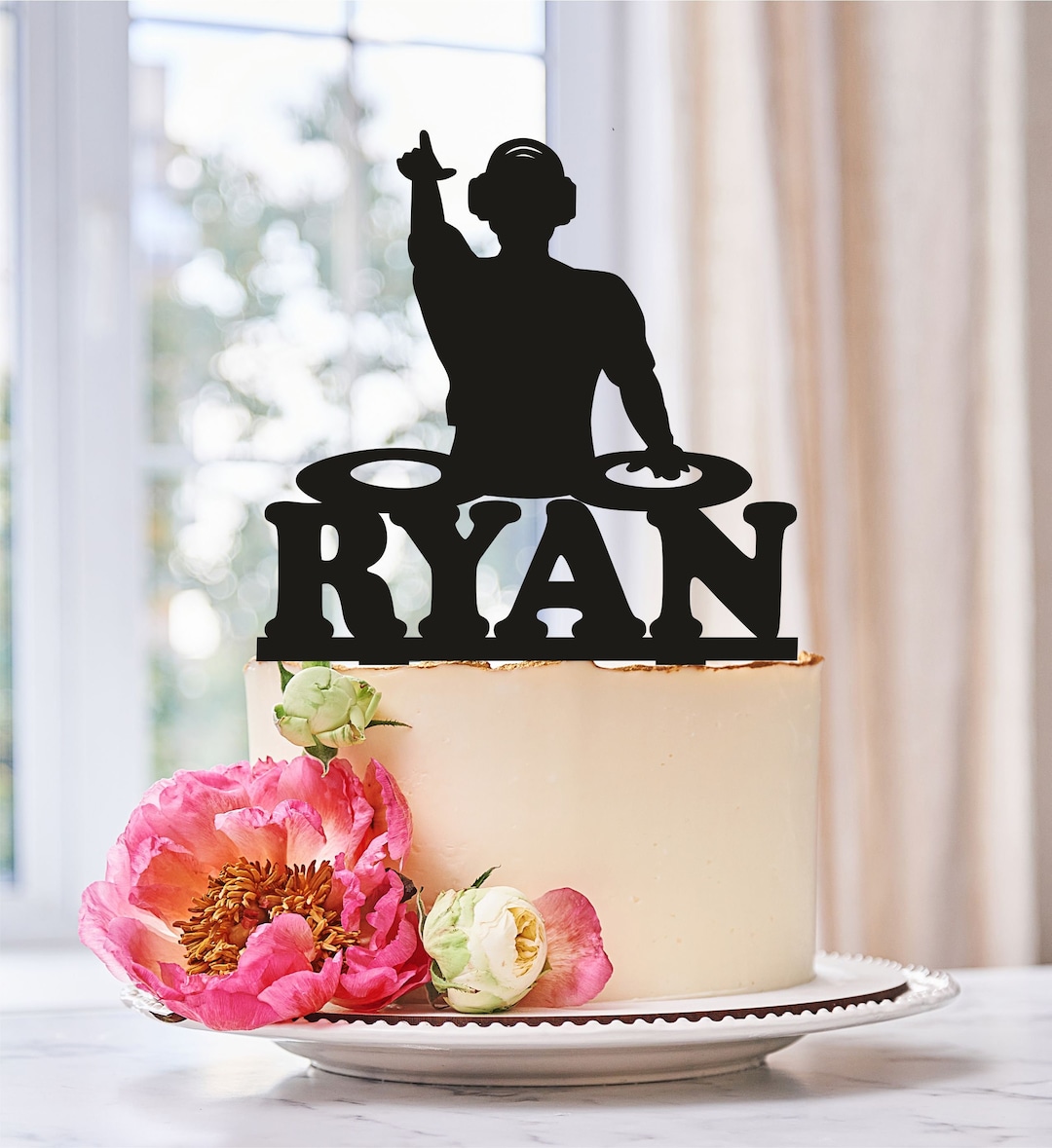 DJ Birthday Cake Topper,dj Cake Topper,custom Name Cake Topper,dj Happy ...