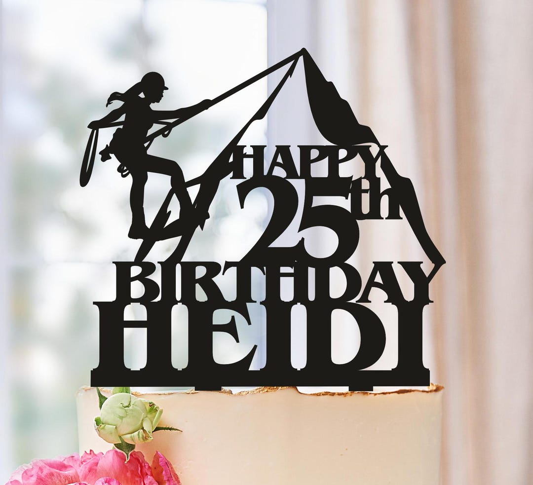 Female Climber Birthday Cake Topper, Rock Climbing Cake Topper ...