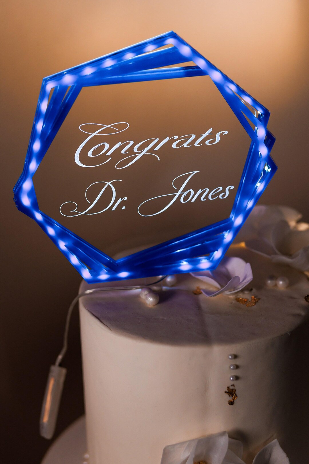 Custom Congrats LED Cake Topper, Birthday Lights Cake Topper, Birthday ...