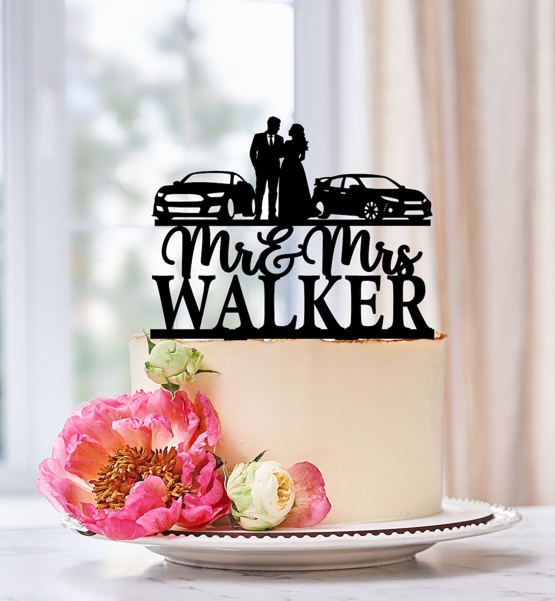 Car Wedding Cake Topper, Drivers Wedding Couple Topper, Wedding Cake ...