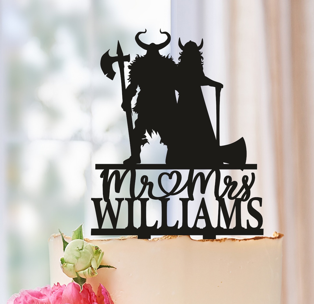 Viking Wedding Cake Topper, Viking Couple Cake Topper, Viking Barbarian ...