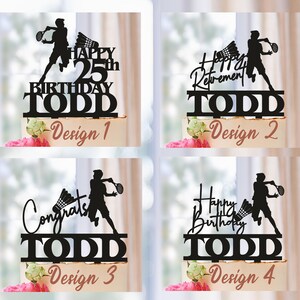 Male Badminton Birthday Cake Topper, Badminton Cake Topper, Badminton ...