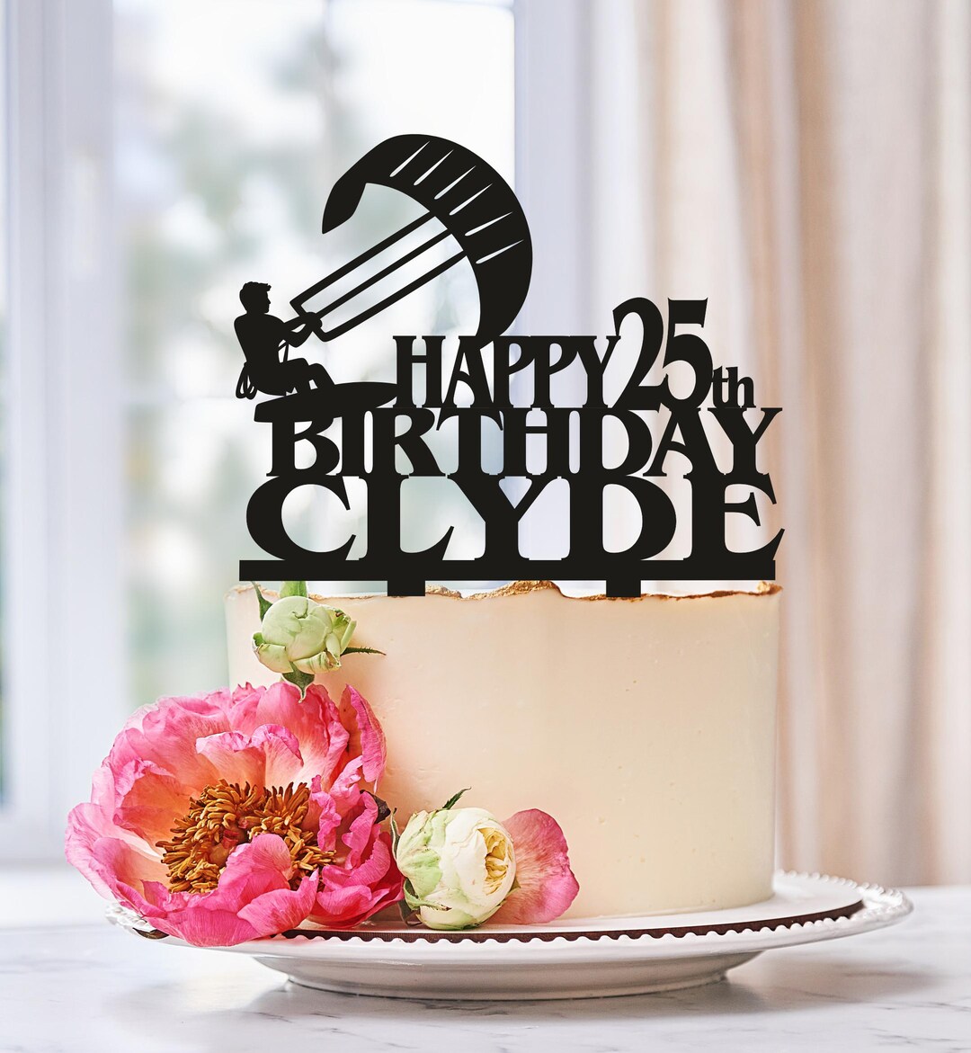 Kite Surfing Birthday Cake Topper, Male Kite Surfing Cake Topper With ...