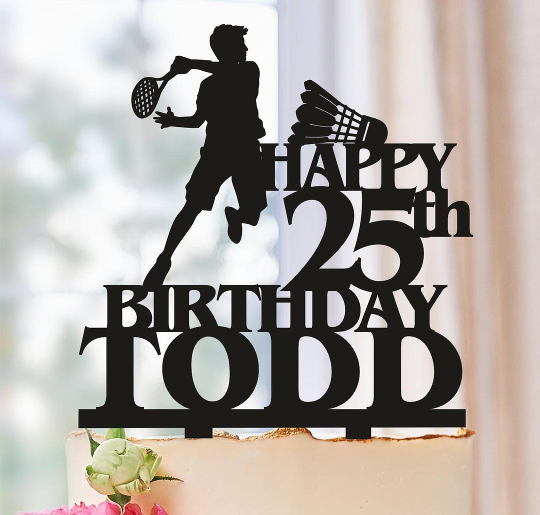 Male Badminton Birthday Cake Topper, Badminton Cake Topper, Badminton ...
