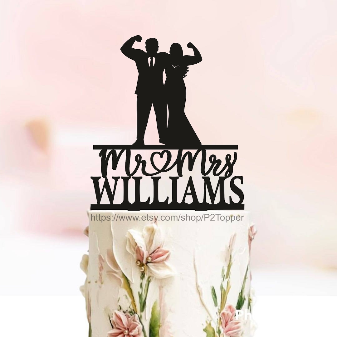Fitness Wedding Cake Topper, Gym Couple Cake Topper, Bodybuilder Cake ...