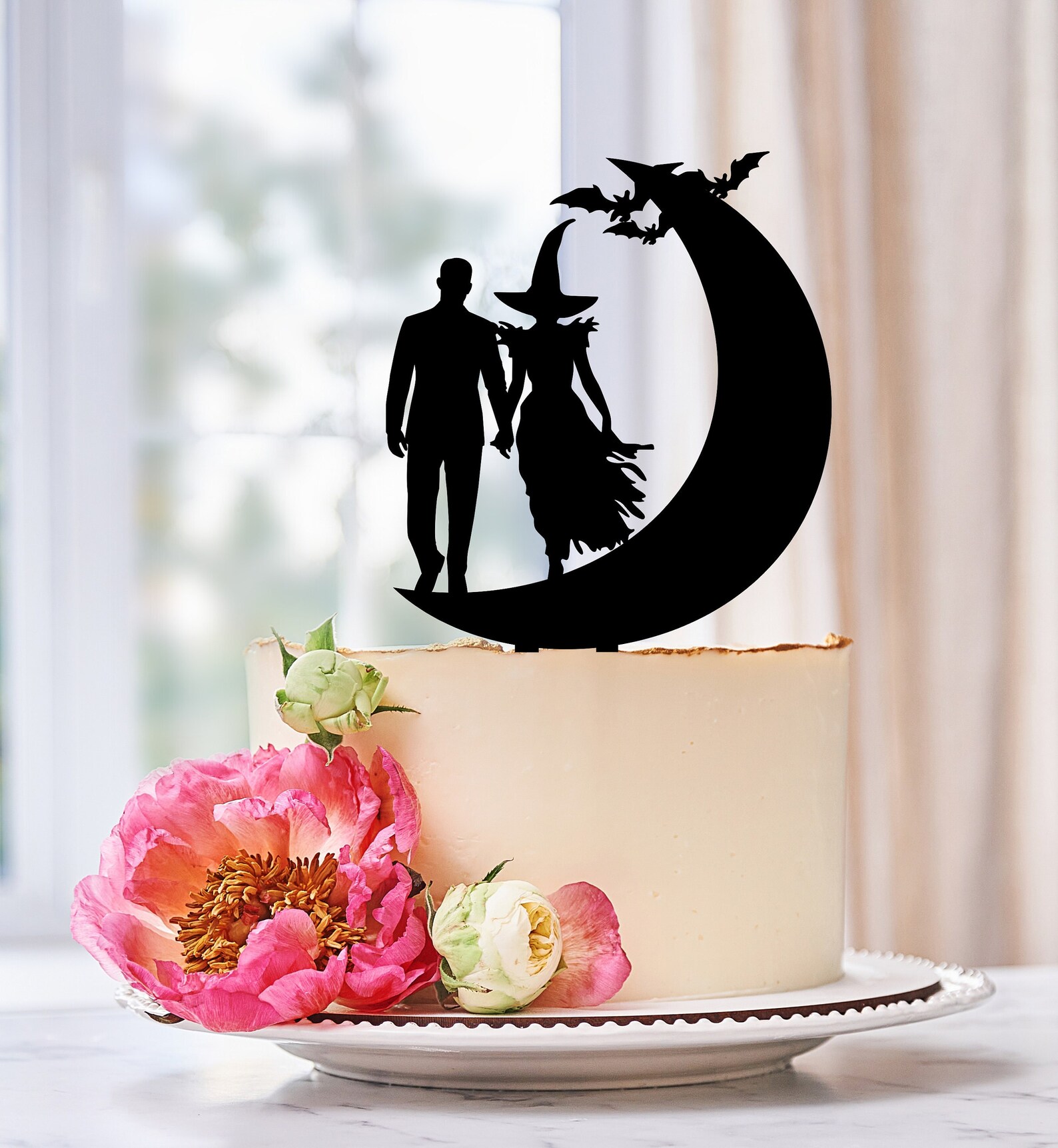 Moon Cake Topper Halloween Wedding Cake Topper Custom Cake - Etsy