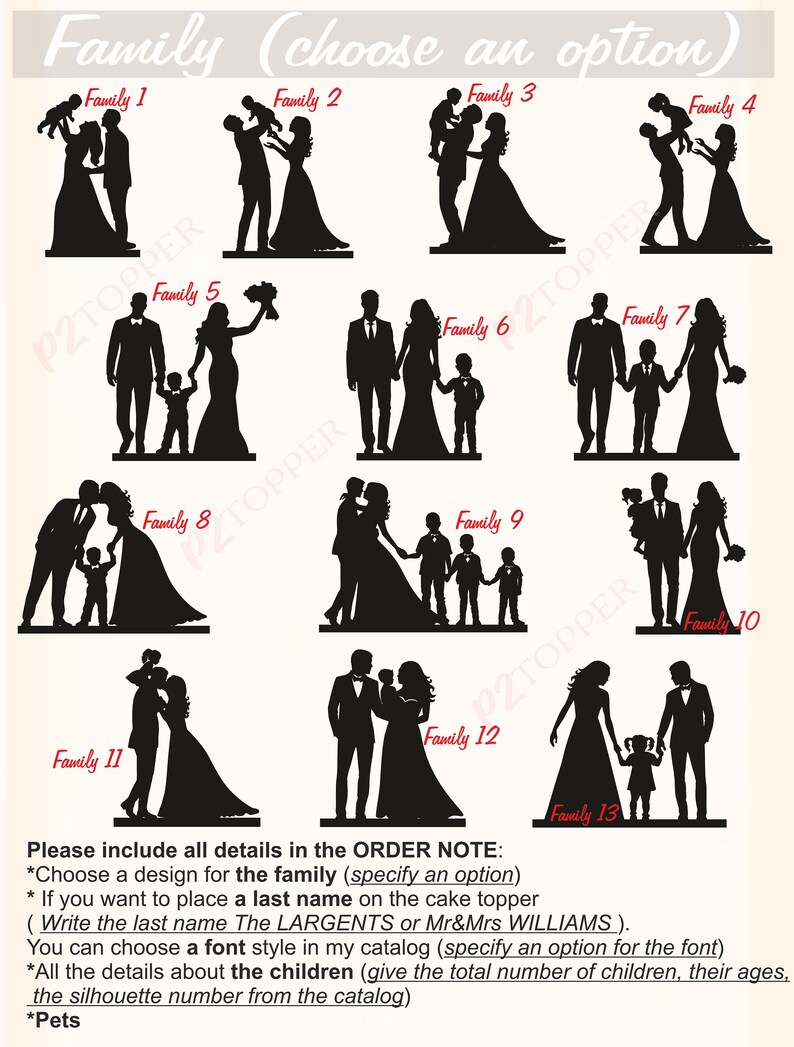 Family Cake Topper With Kids Family Wedding Cake Toppers | Etsy