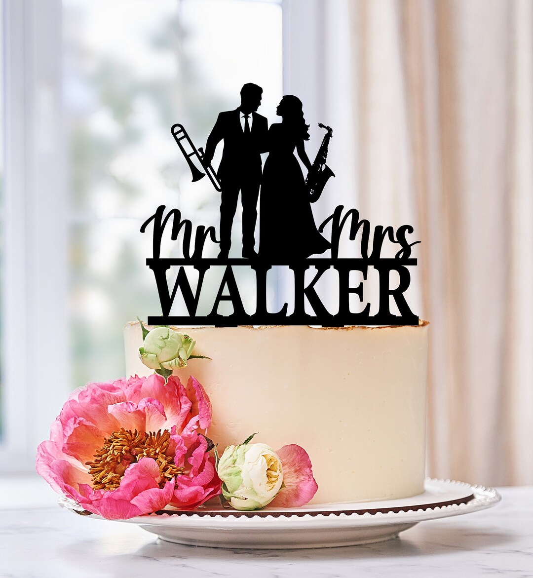 Saxophon Wedding Cake Topper, Trumpet and Saxophone Cake Topper ...