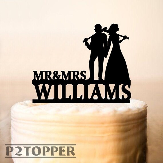 Wedding Cake TopperBaseball Cake TopperMr and Mrs Cake | Etsy