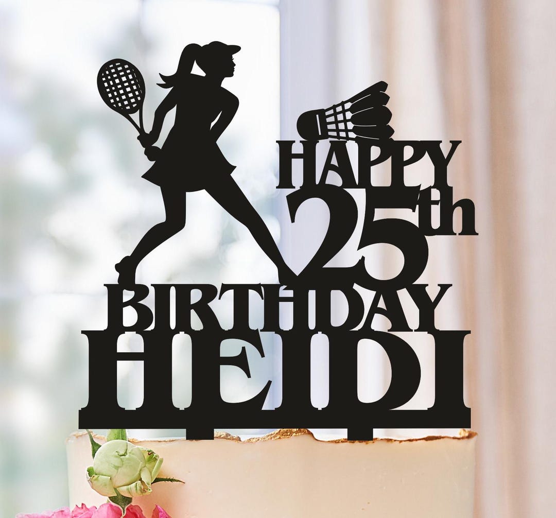 Female Badminton Birthday Cake Topper, Badminton Cake Topper, Badminton ...