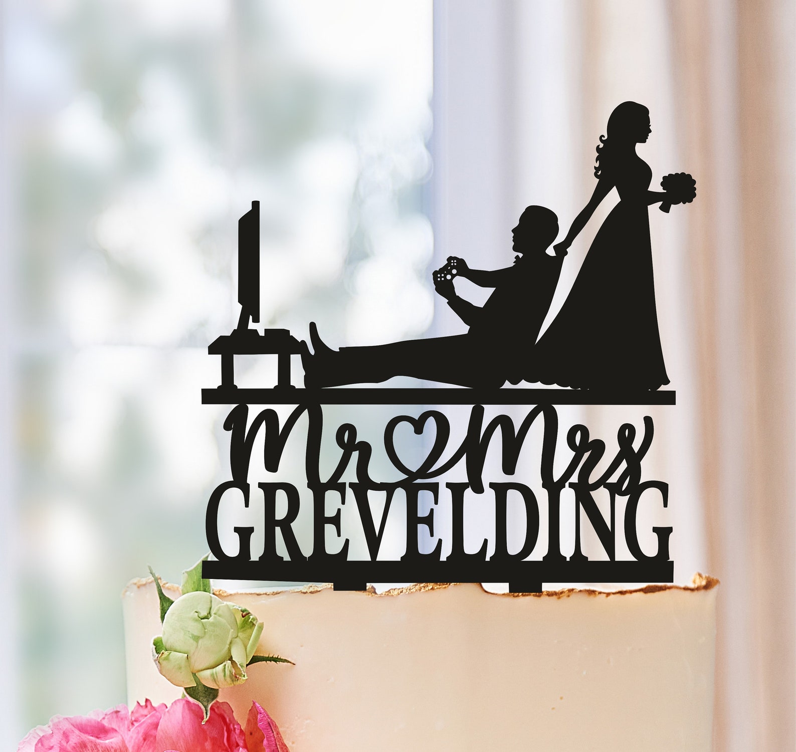 GAME OVER Cake Topper, Gamer Wedding Cake Topper, Video Game Wedding ...
