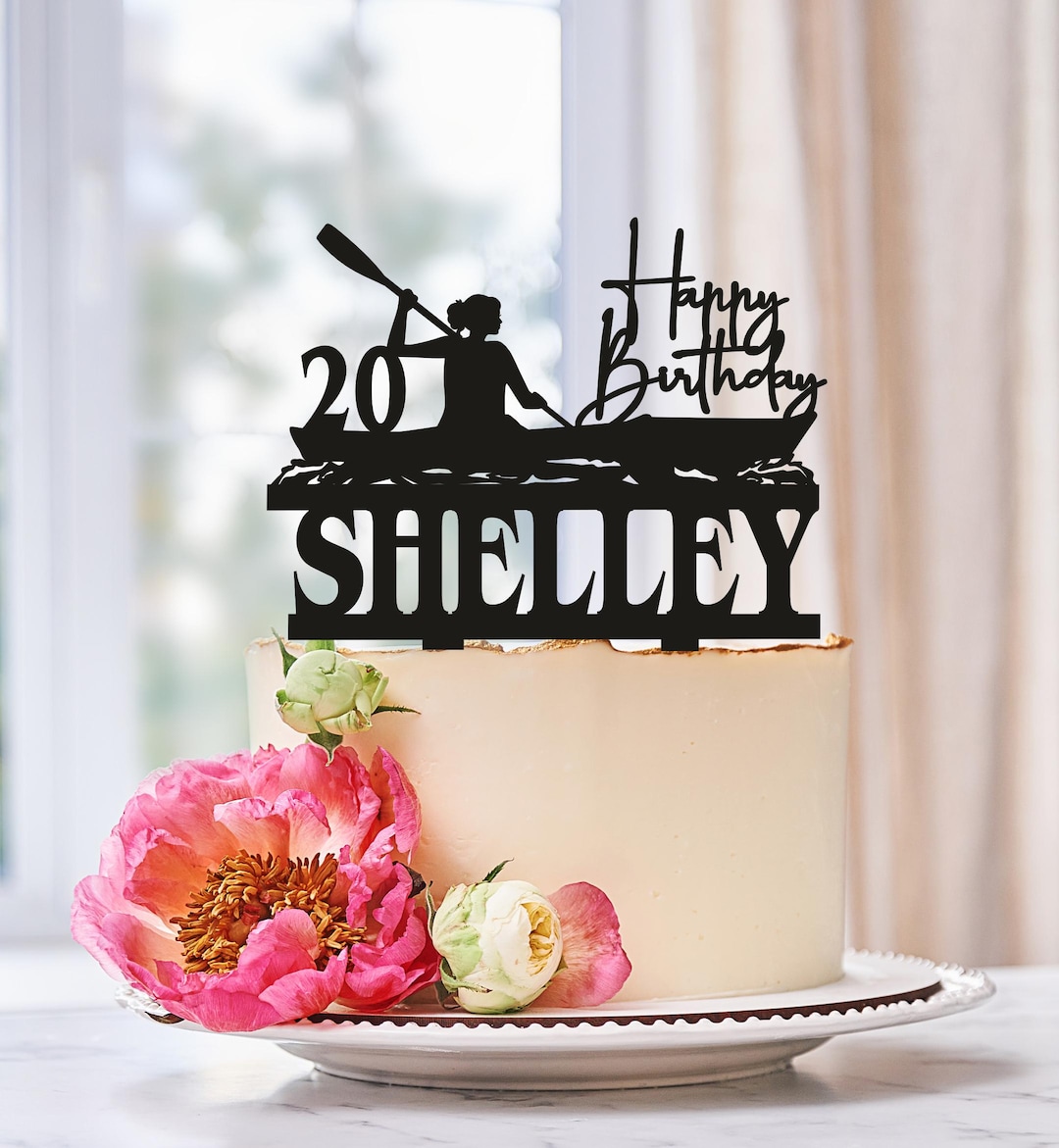 Female Kayak Birthday Cake Topper, Personalized Canoe or Kayaking ...