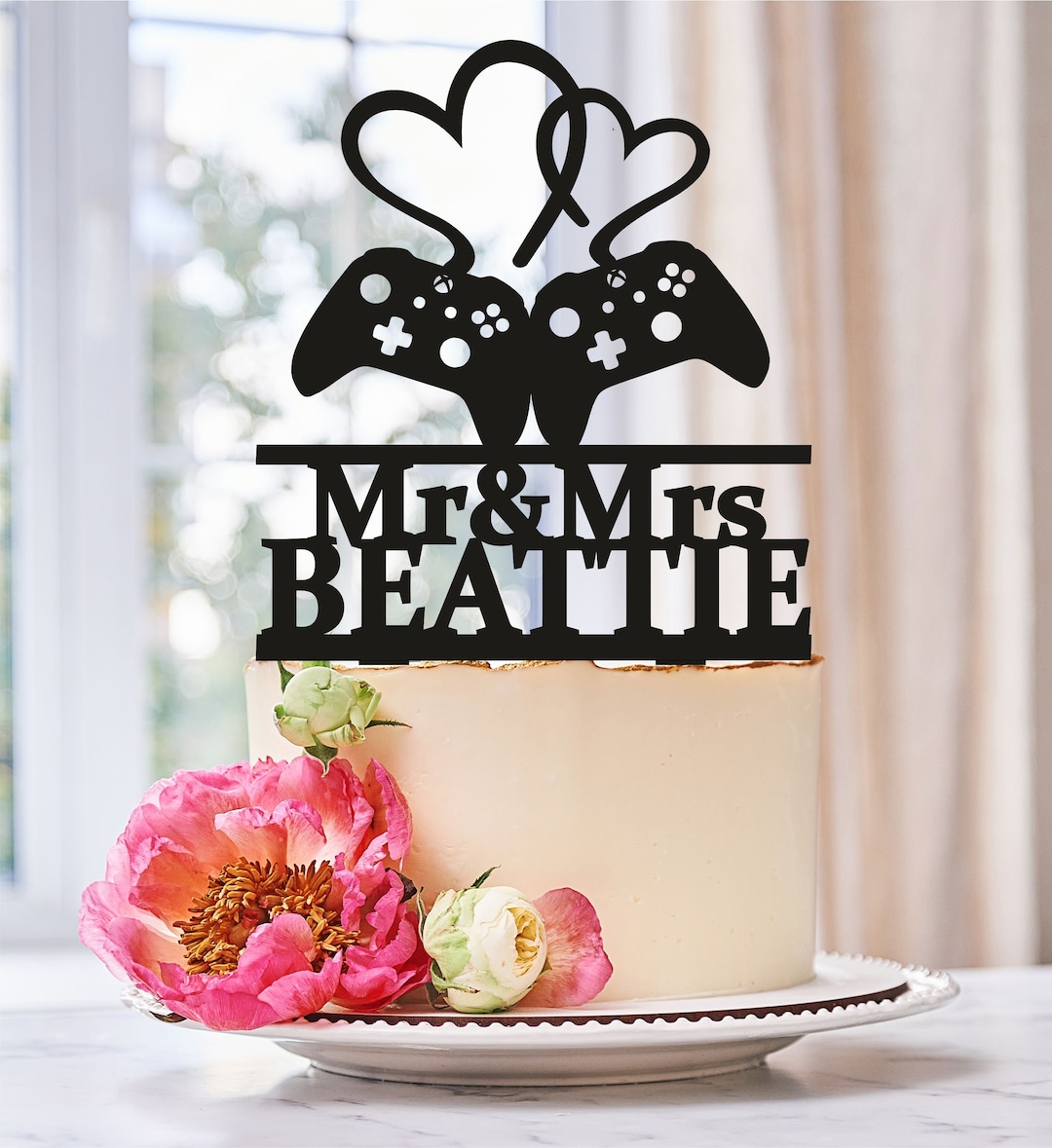 Gamer Wedding Cake Topper,gamer Cake Topper,video Game Wedding Topper ...