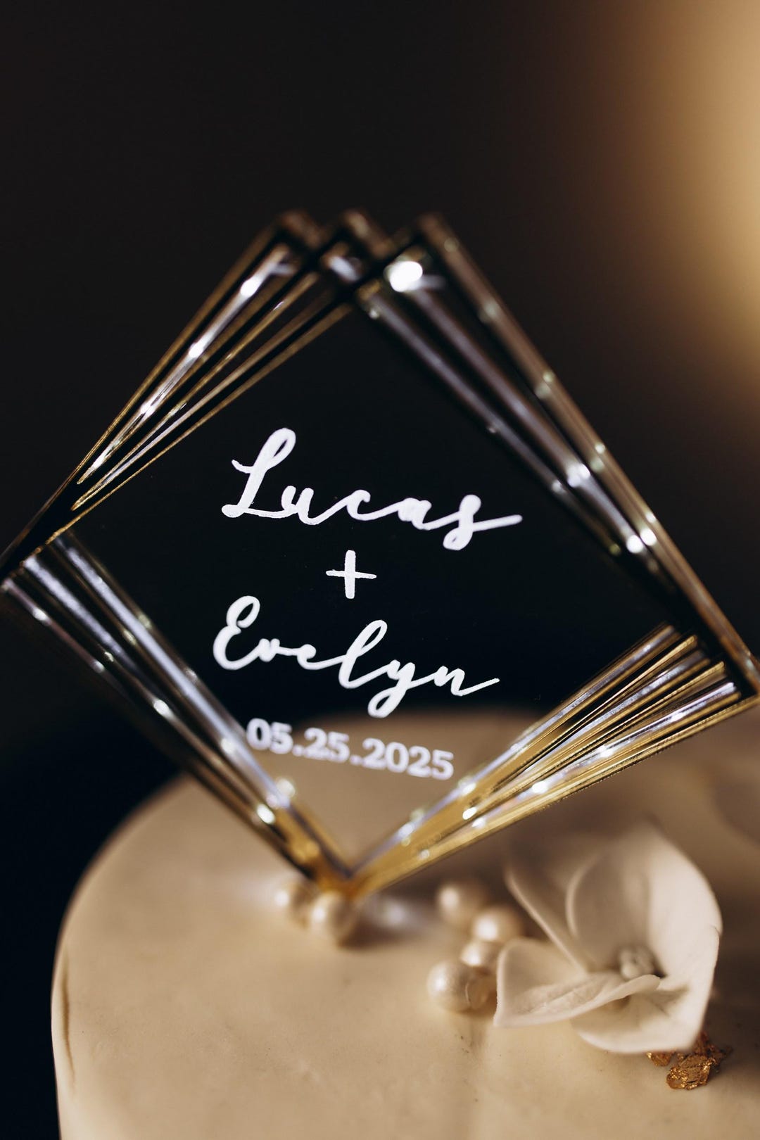 Personalized Engraved LED Cake Topper, Custom LED Cake Topper, Wedding ...