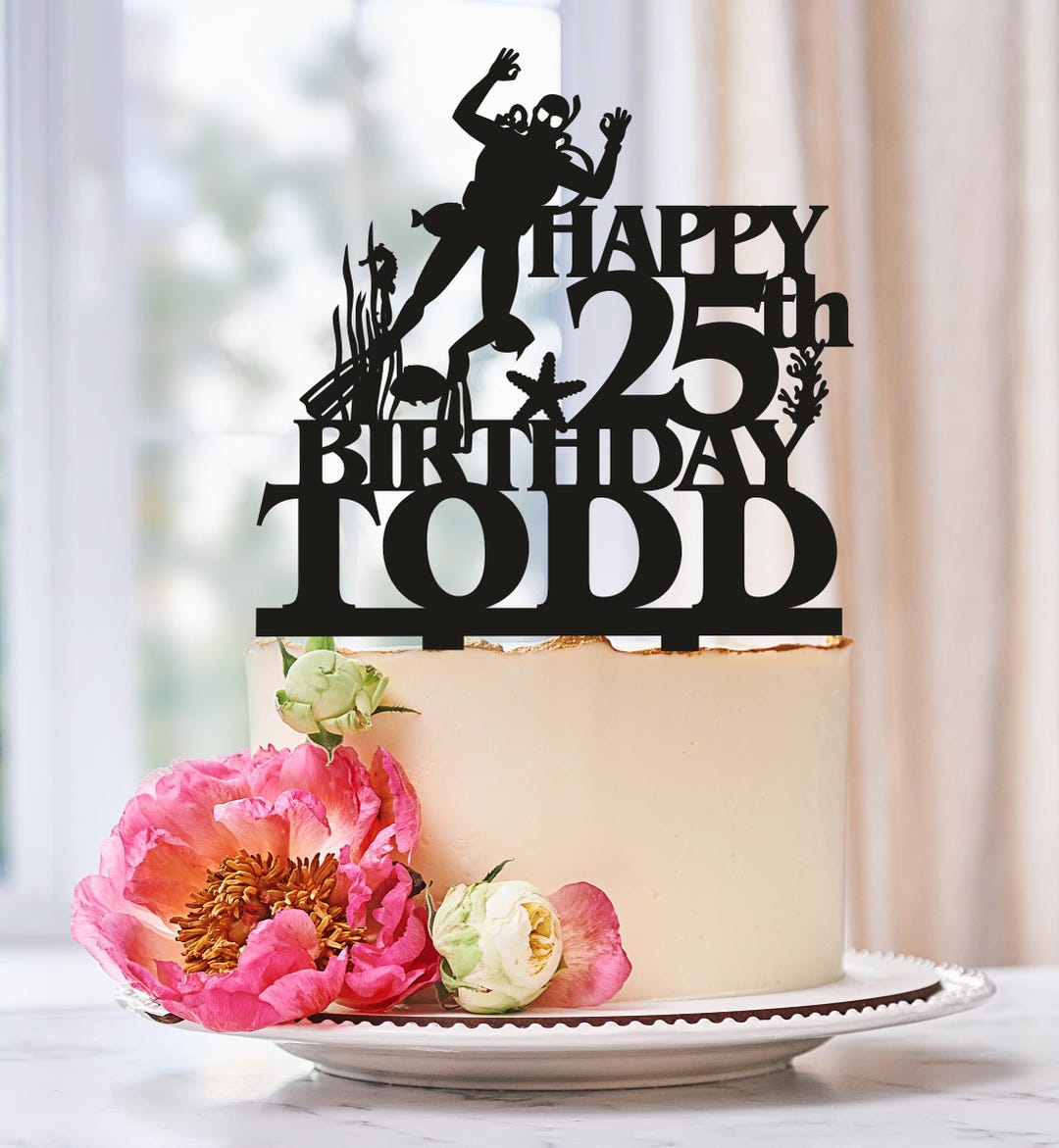Male Scuba Diving Birthday Cake Topper, Snorkeling Cake Topper, Scuba ...