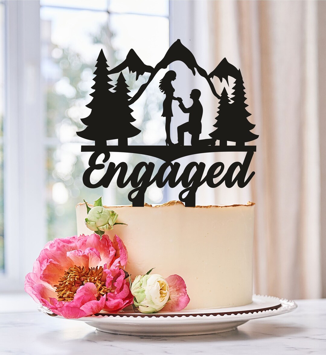 Engaged Cake Topper,engagement Cake Topper,silhouette Engagement Cake ...