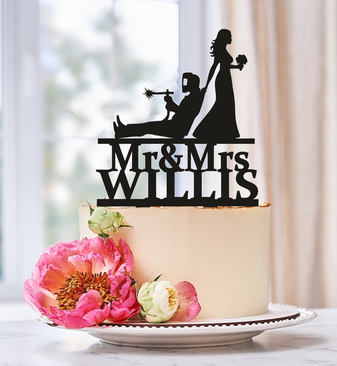 Personalized Welder and Bride Wedding Cake Topper, Professional Welder ...