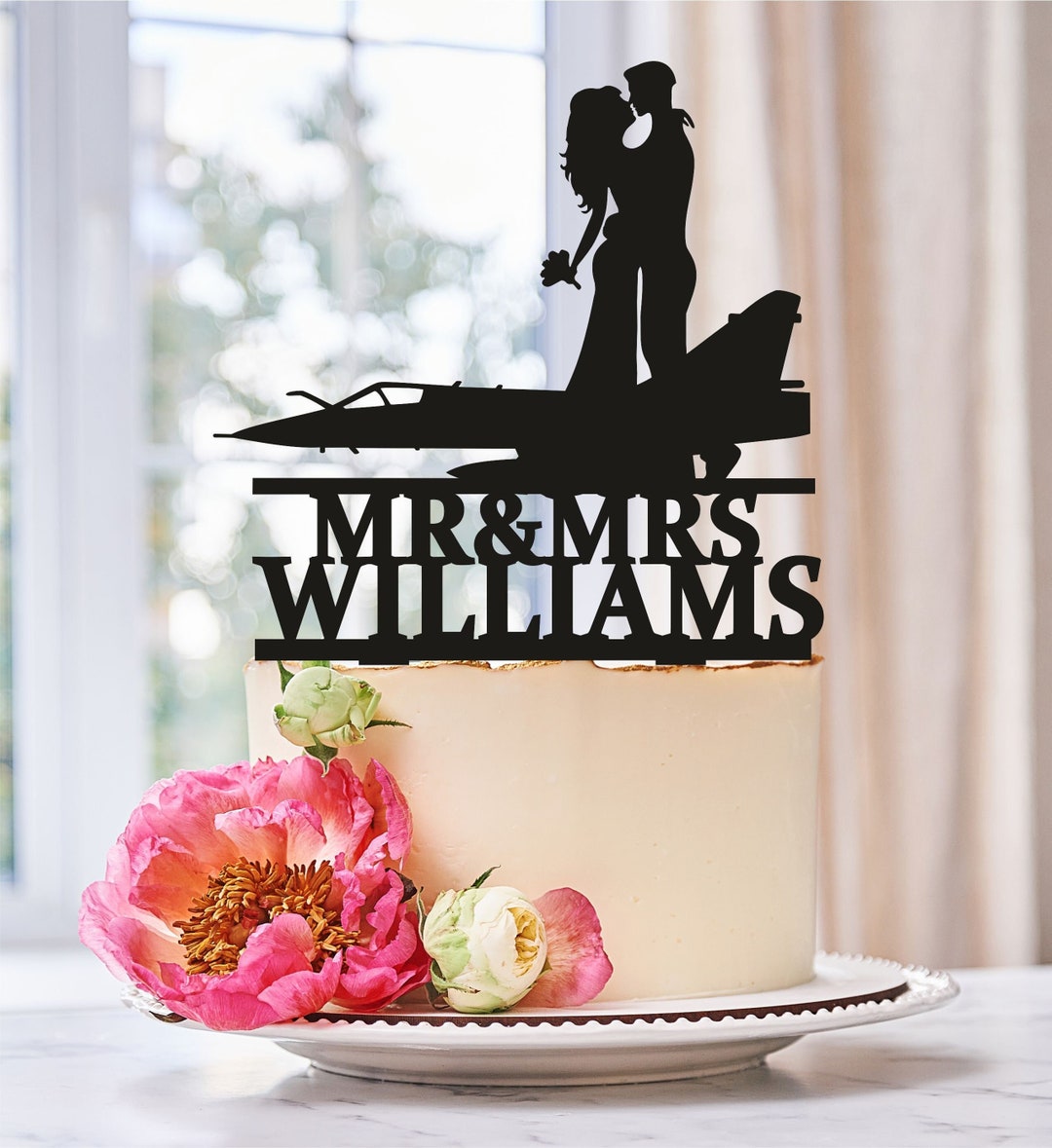 Airplane Wedding Cake Topper, Pilot Cake Topper, Mr and Mrs Cake Topper ...