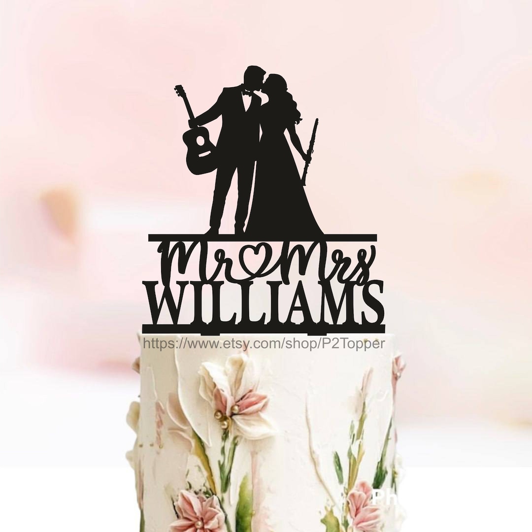 Acoustic Guitar Wedding Cake Topper, Flute Wedding Cake Topper, Guitar ...