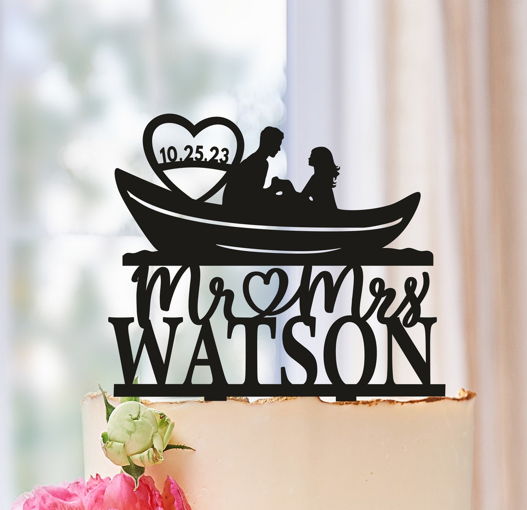 Canoe Wedding Cake Topper, Kayak Cake Topper, Canoe Theme Party Decor ...
