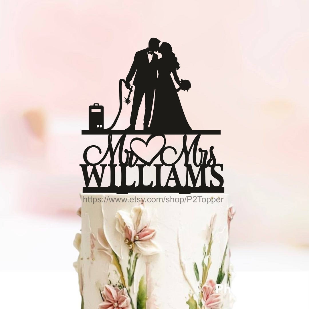 Welder Wedding Cake Topper, Welder Groom and Bride Cake Tooper, Kissing ...