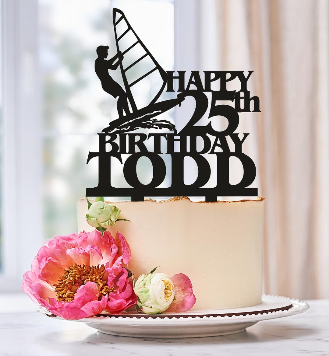 Male Happy Birthday Windsurfing Cake Topper, Windsurf Topper, Wind ...