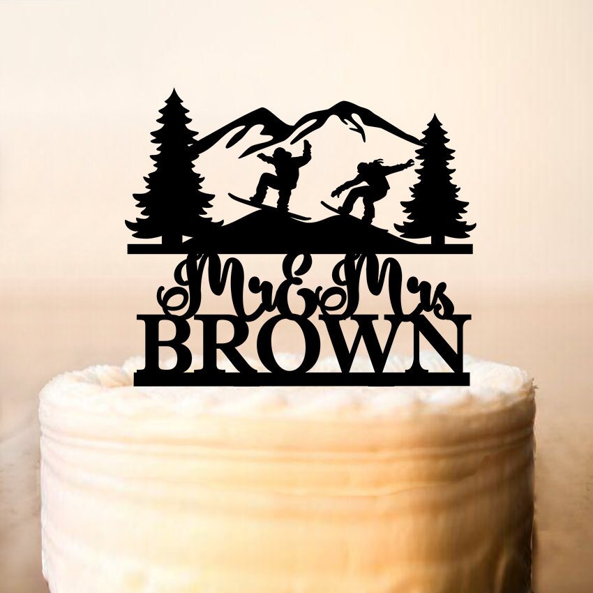 Winter Wedding Cake TopperSnowboard wedding cake | Etsy