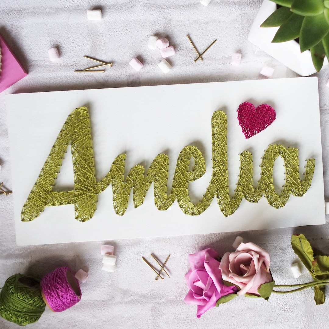 Amelia Unique Gift Idea Custom Name Sign String Art Nursery Decor Wall ...