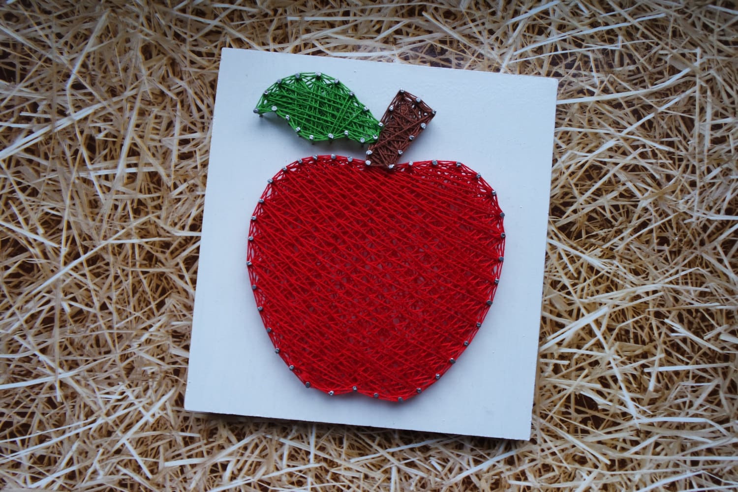 Red Apple Handmade String Art Unique Gift Idea Home Decor Wall Hanging ...