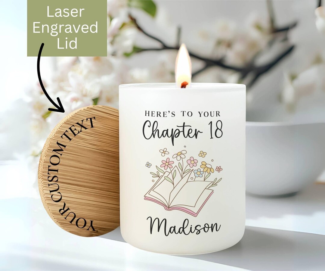 Personalized 18th Birthday Candle, Chapter 18 Scented Soy Wax Candle ...