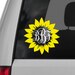 Sunflower Monogram Decal, Custom Sunflower Monogram Sticker, Initials ...