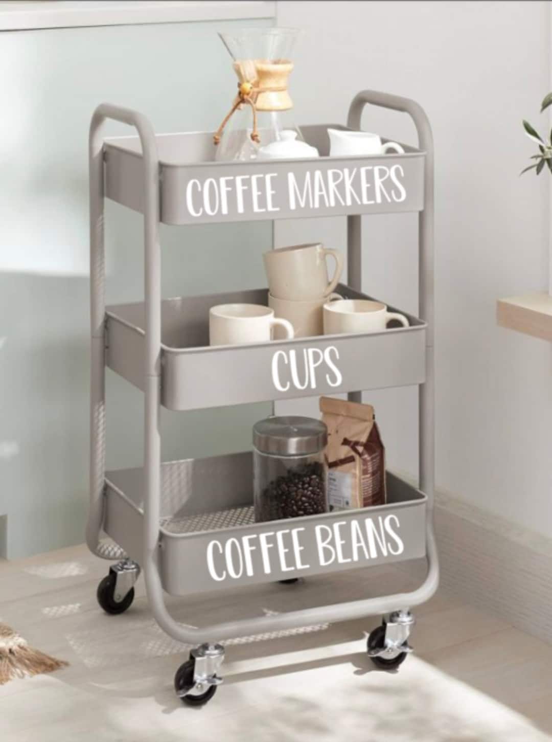3 Tier Cart Label-organization Cart Label- Sold Individually-coffee ...