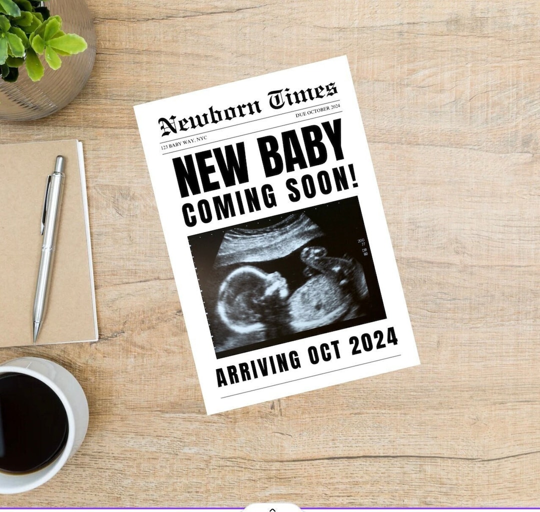 New Baby Announcement Newspaper, Baby on the Way Pregnancy Reveal ...