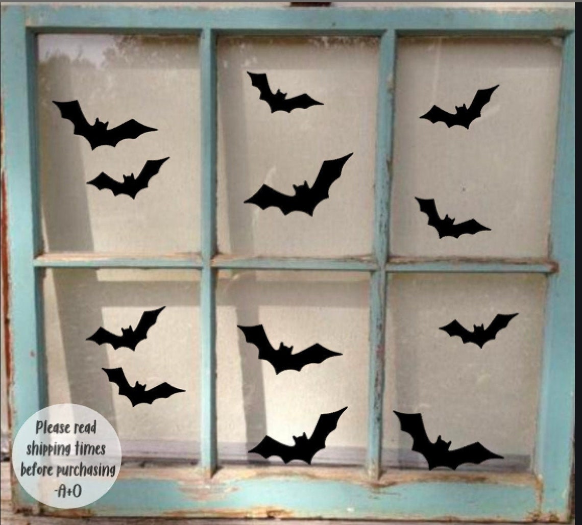 Bat Halloween Decal, Halloween Sticker, Halloween Window Decal, Bat ...