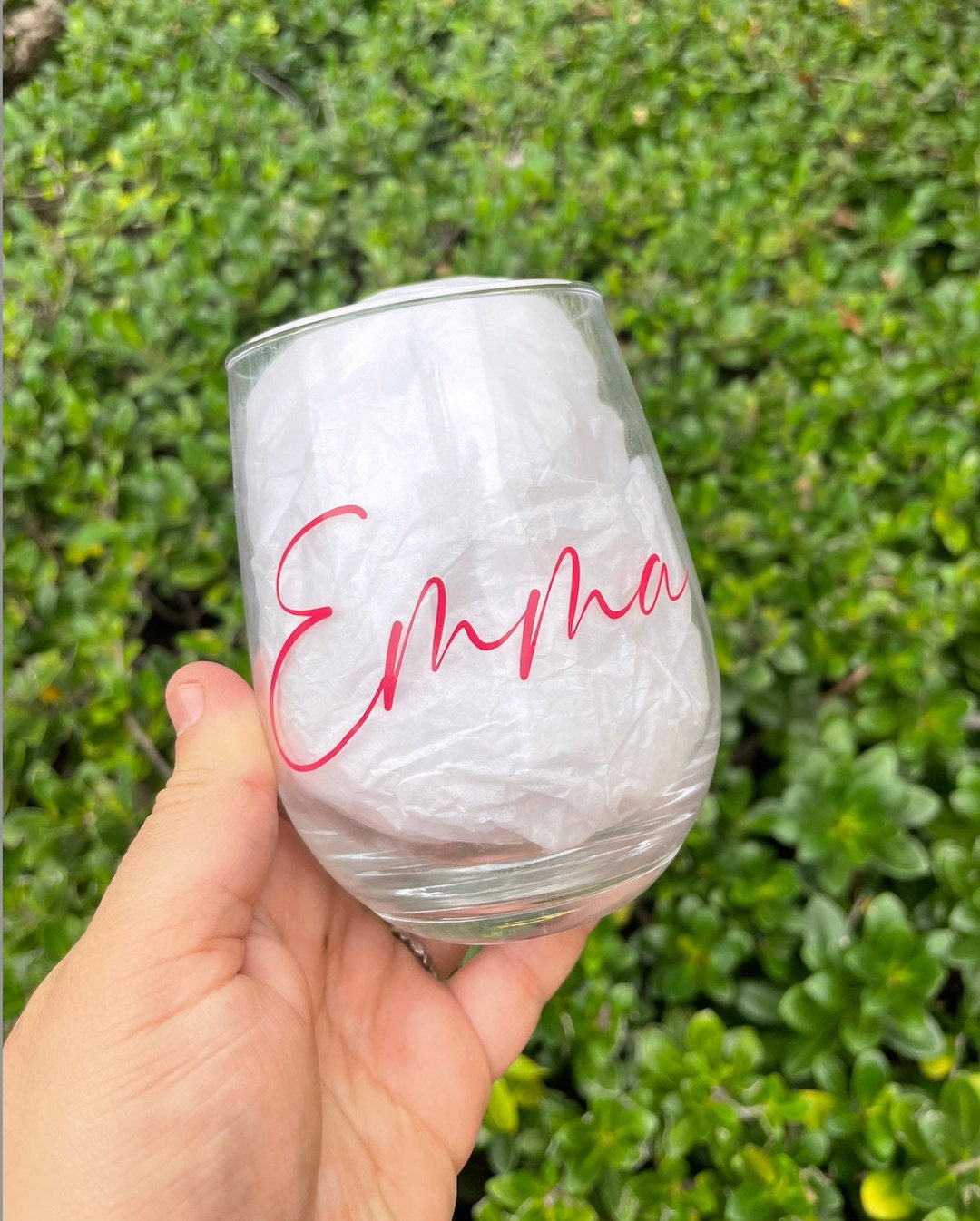 Personalized Etched Stemless Wine Glass | Custom Wine Glass ...