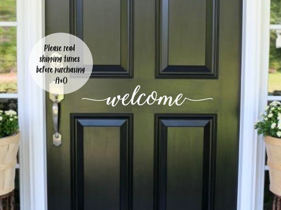 Welcome Door Decal Hello Vinyl Lettering Front Door Decal | Etsy
