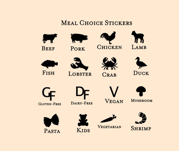 Wedding Meal Decals Place Card Stickers Menu Stickers - Etsy