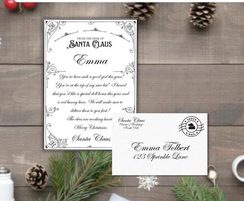 Handwritten Letter From Santa Claus North Pole Calligraphy on Handmade ...