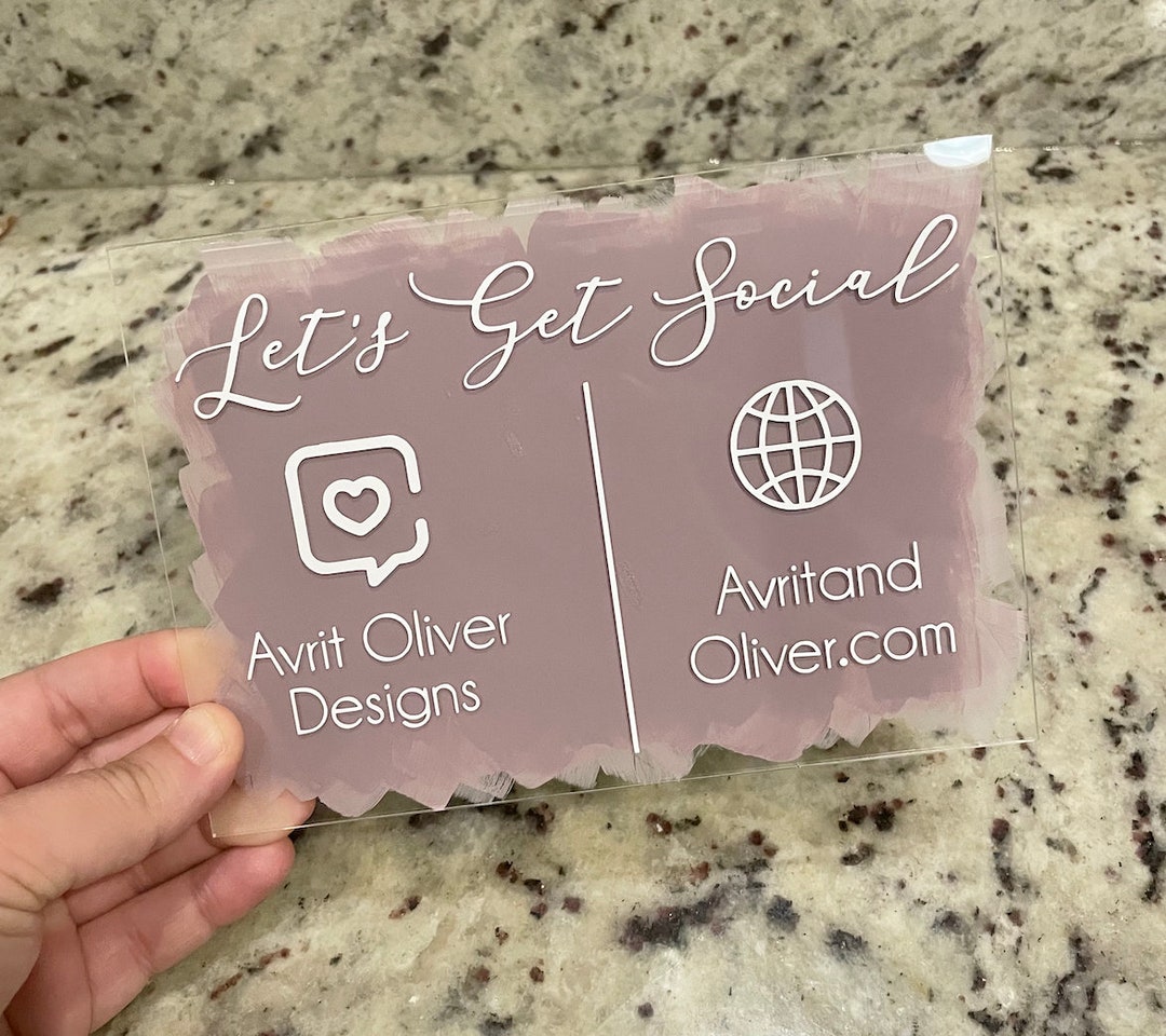 Lets Get Social Business Signs, Social Media Sign, Custom Acrylic Sign ...