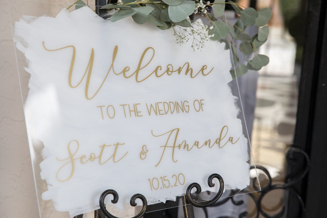 Hand Lettered Acrylic Wedding Sign, Wedding Welcome Sign, Calligraphy ...
