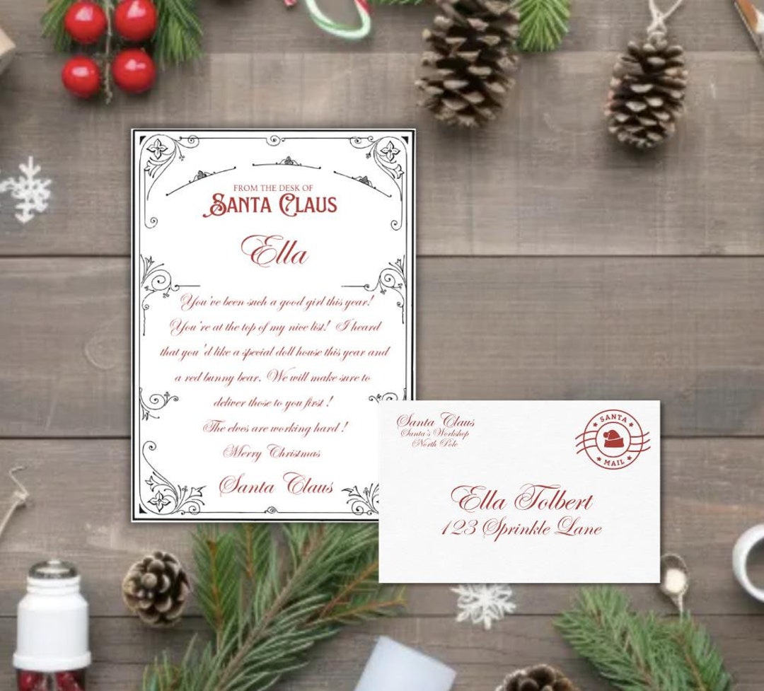 Handwritten Letter From Santa Claus North Pole Calligraphy on Handmade ...