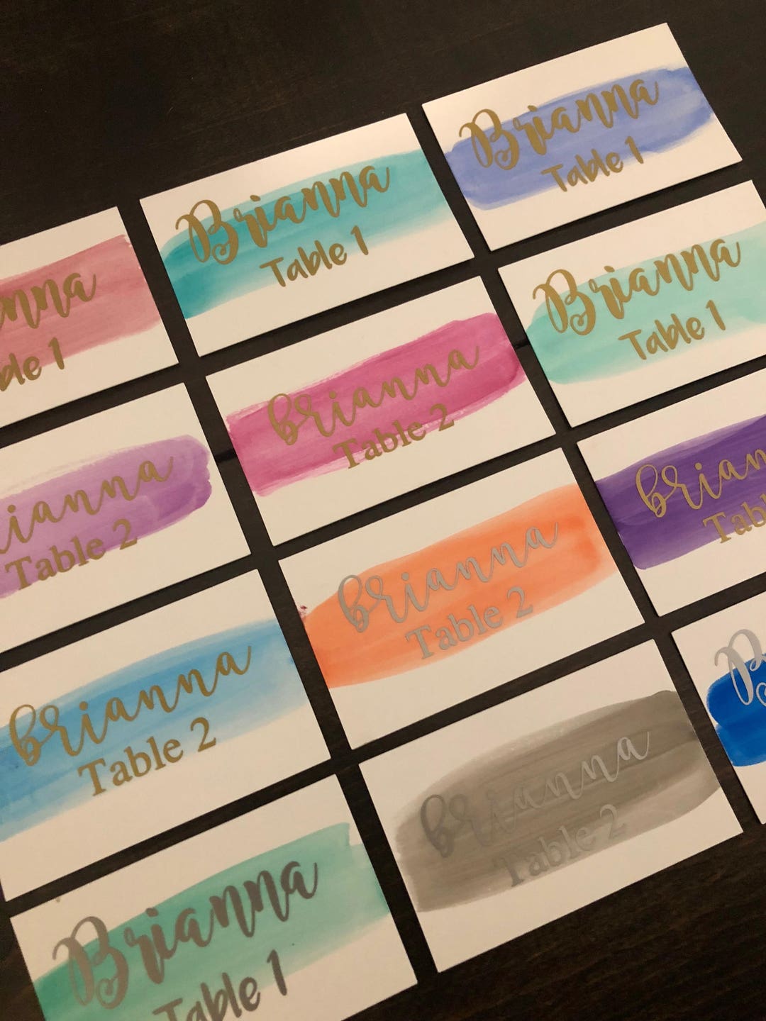 Water Color Place Cards, Handmade Place Cards, Water Color Wedding ...