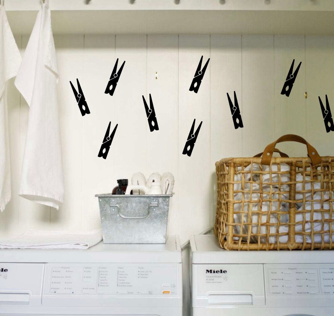 Clothespins Laundry Wall Decals - Laundry Room Decals - Laundry Decor ...
